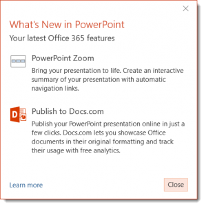 PowerPoint's "What's New" Dialog - The PowerPoint Blog